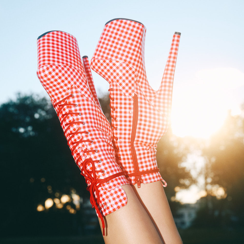 Gingham - Boot - 8 INCH - LIMITED ED – Hella Heels UK